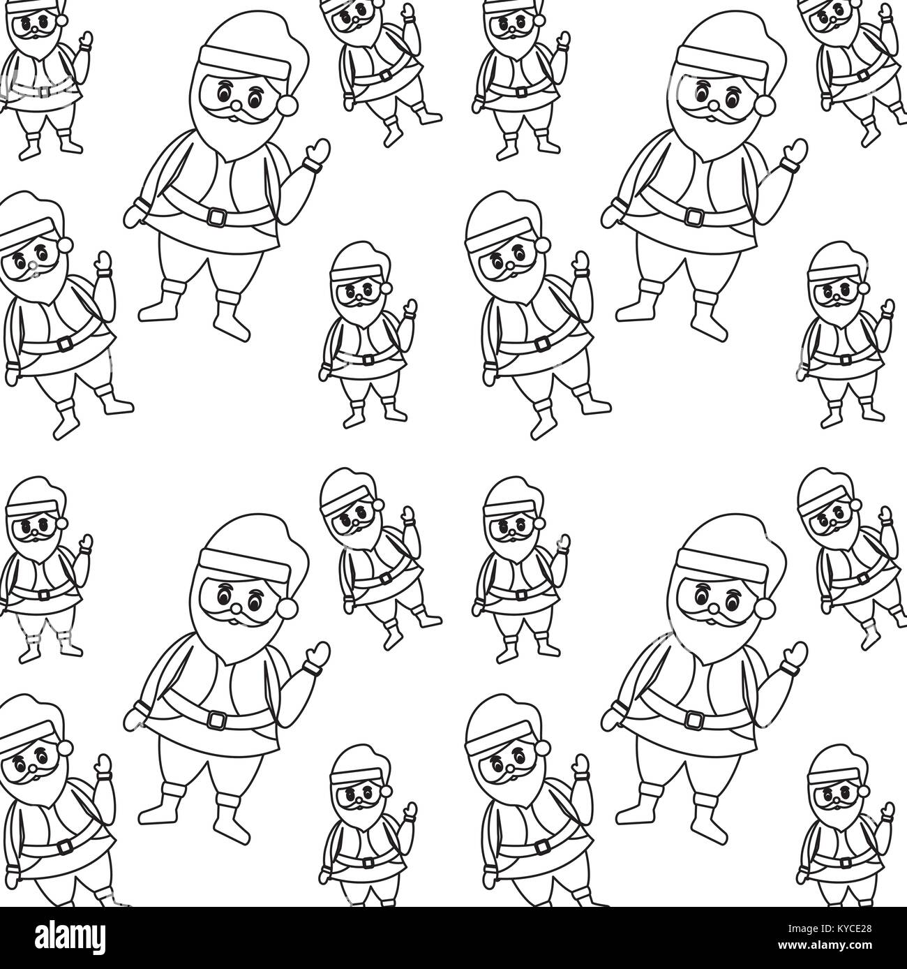 christmas seamless pattern santa claus waving hand happy vector ...