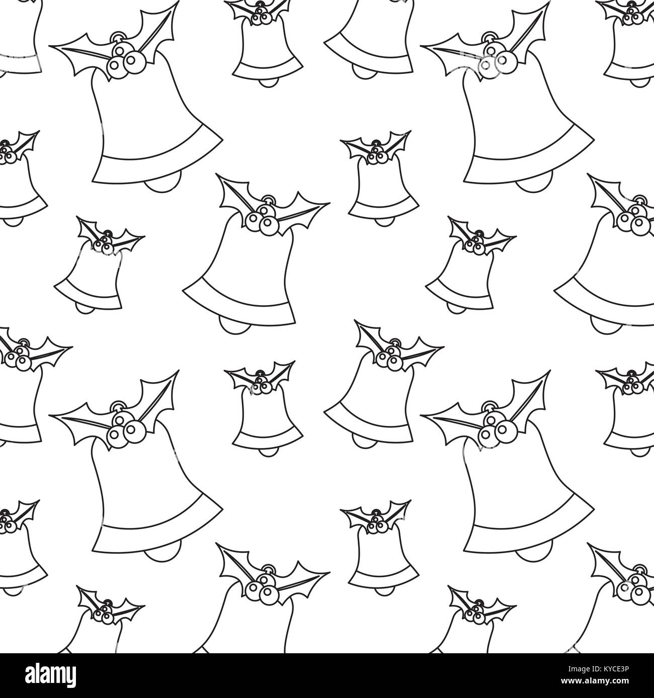 seamless pattern with jingle bells christmas with holly berry vector ...