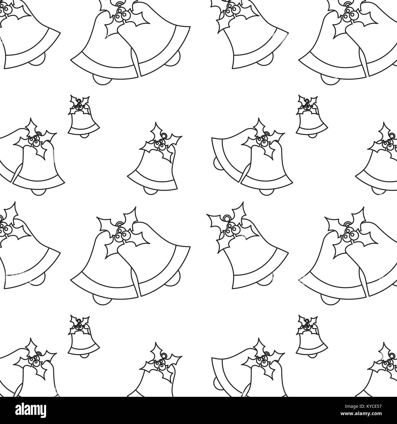 seamless pattern with jingle bells christmas with holly berry vector ...