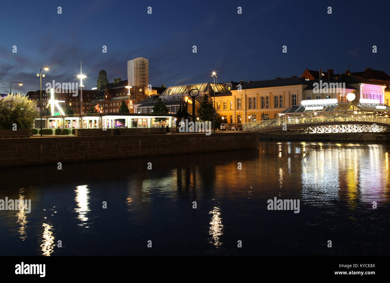 Beautiful night scene in Malmo, Sweden Stock Photo - Alamy
