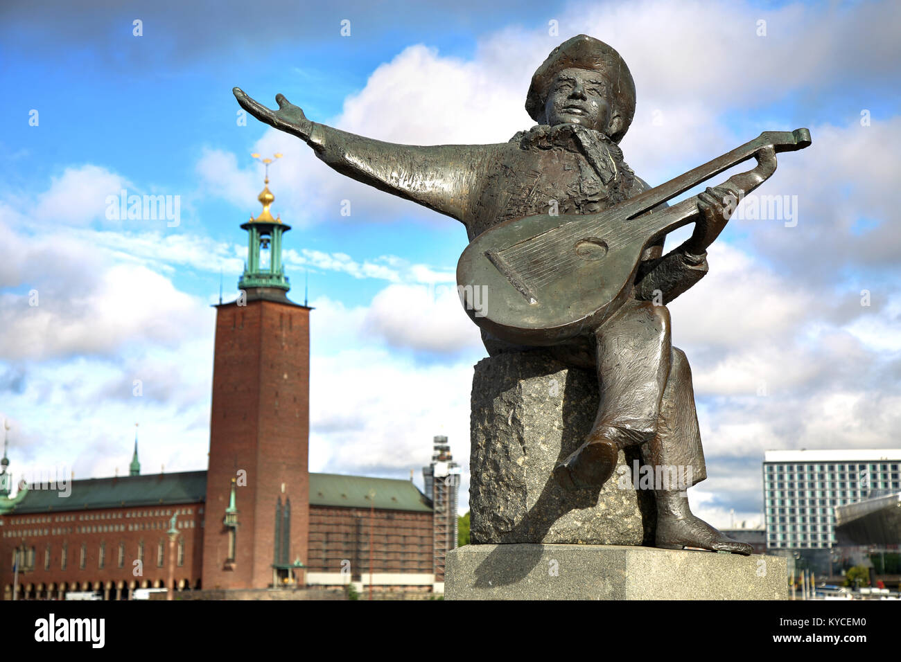 Evert Taube monument on Gamla and City Hall Stan in Stockholm, Sweden ...