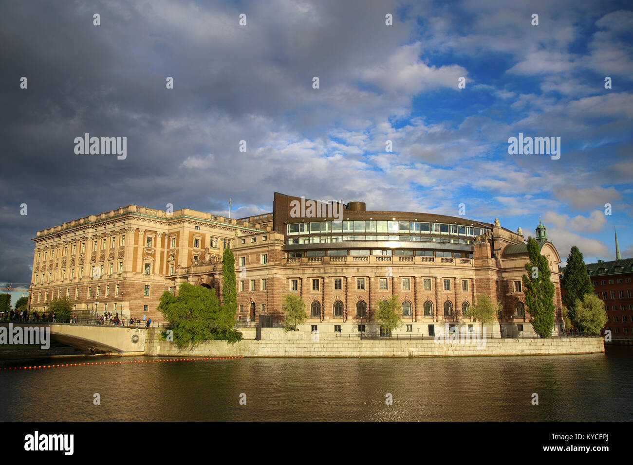 Norrbro bridge and view on parliament building (the former Riksbank ...