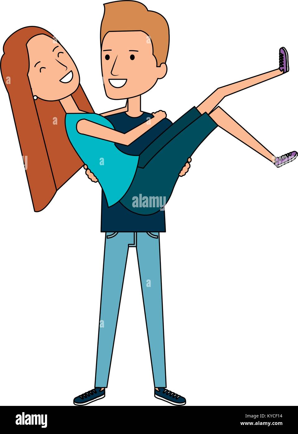 man carrying woman characters vector illustration design Stock Vector ...