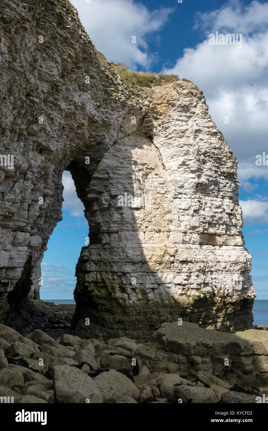 Chalk cliffs at North Landing, Flamborough, North Yorkshire, England ...