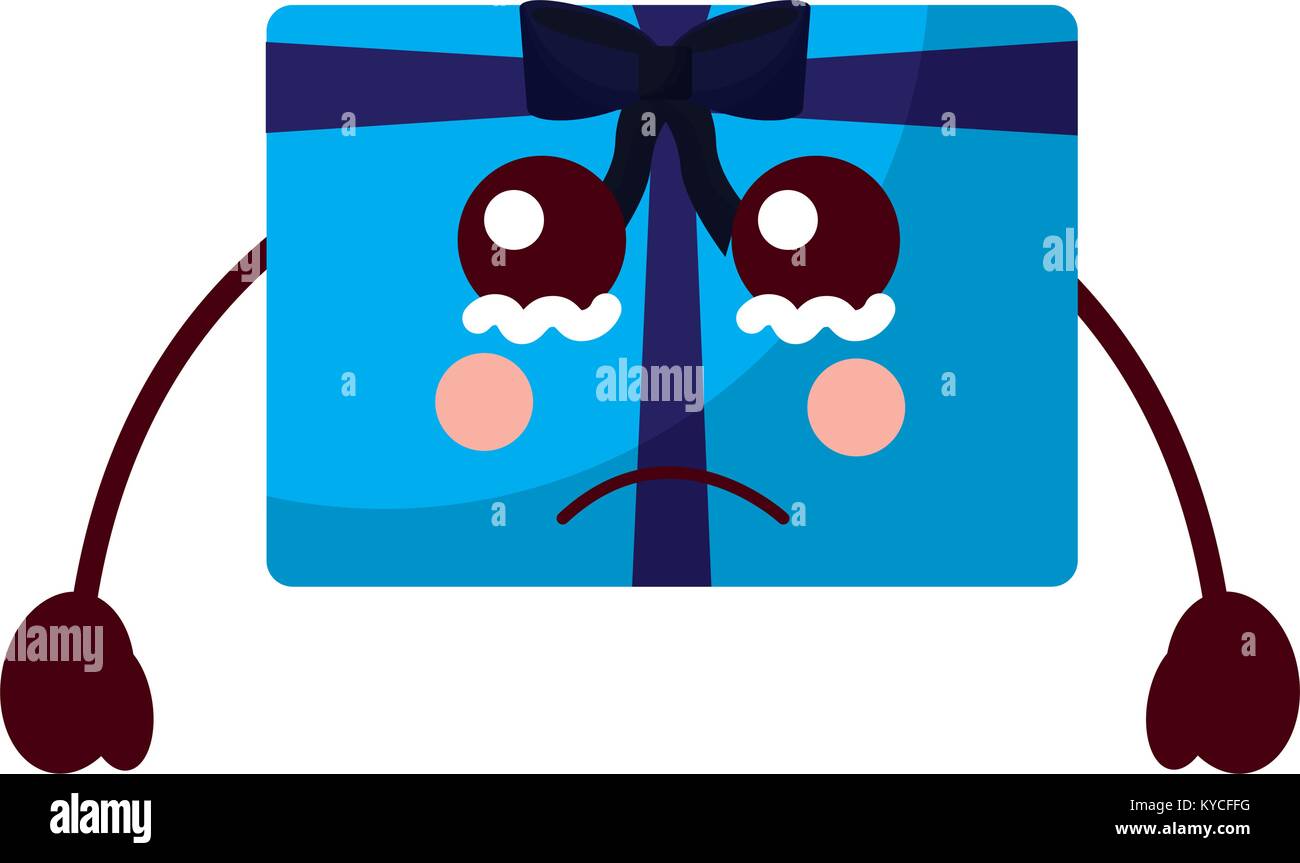 cartoon christmas gift crying expression vector illustration Stock ...
