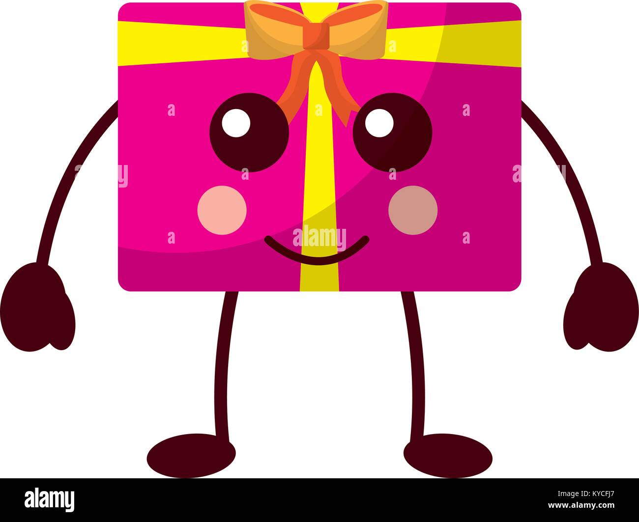 kawaii cartoon gift box happy smile vector illustration Stock Vector ...