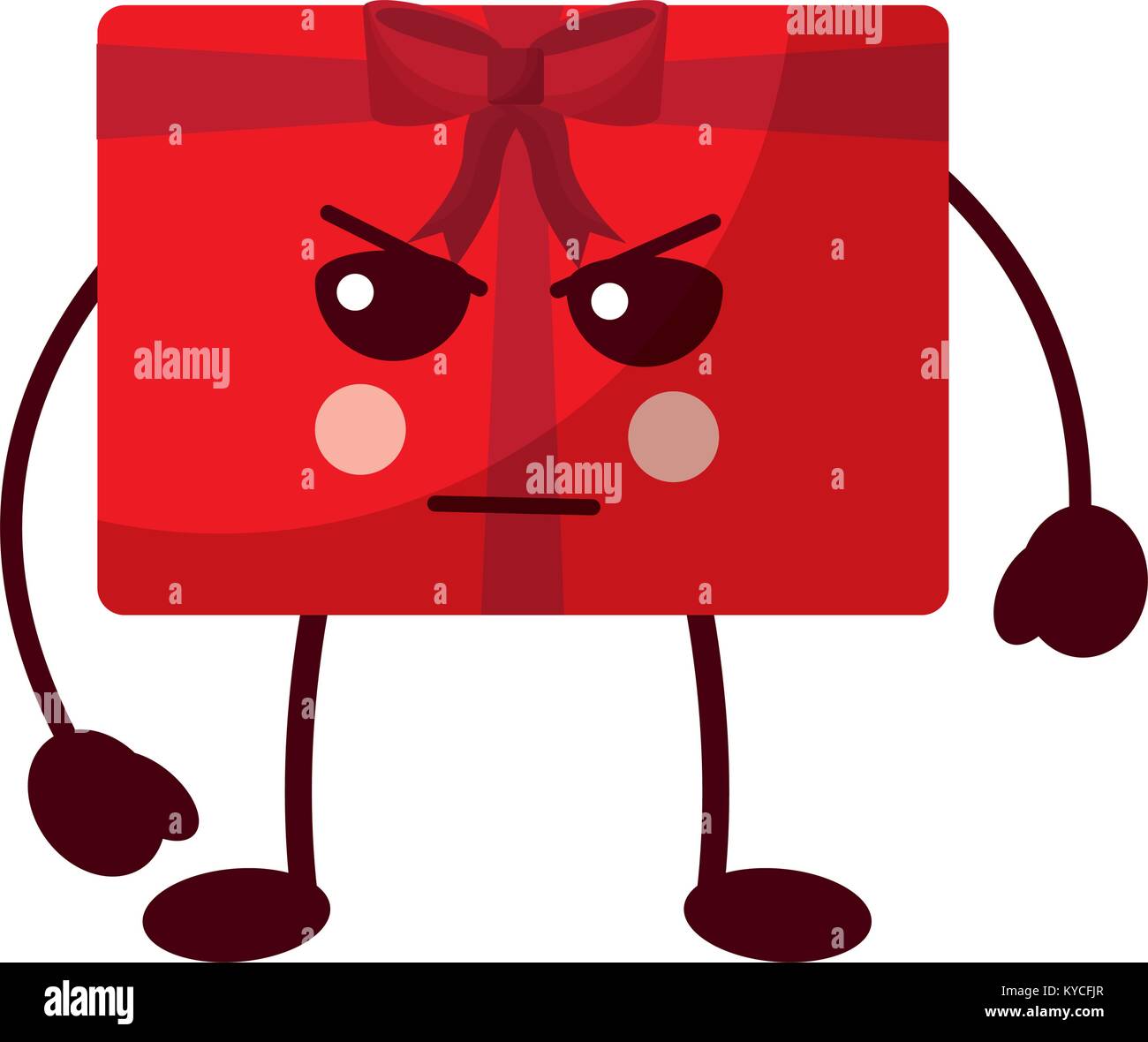 kawaii present cartoon angry facial expression vector illustration ...