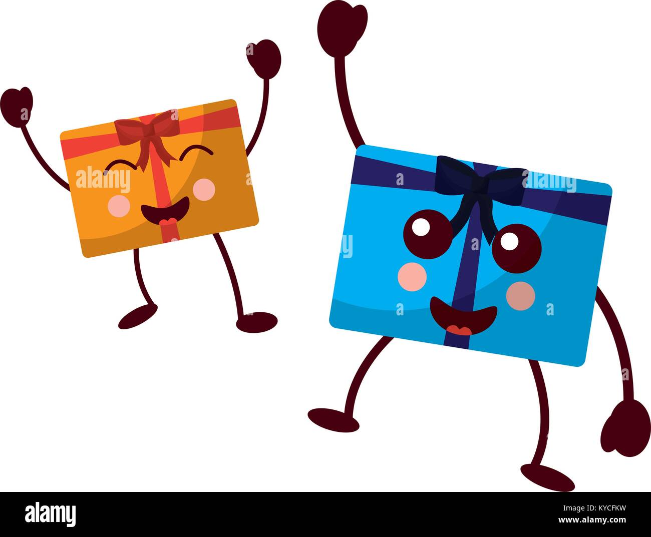 kawaii cartoon gift box happy smile vector illustration Stock Vector ...