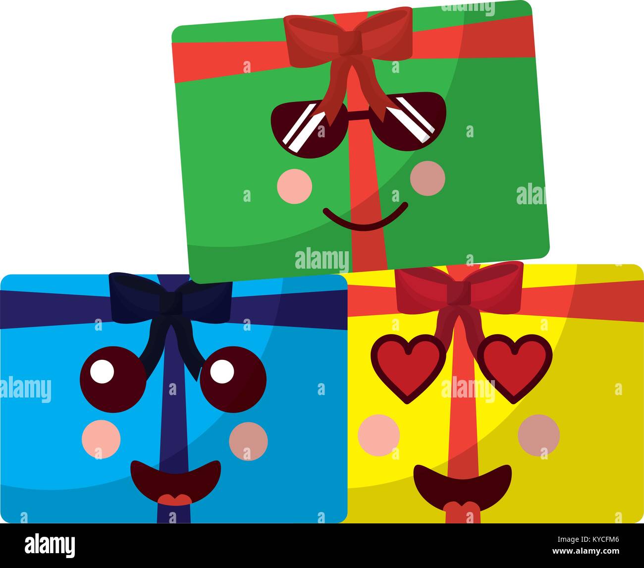 kawaii cartoon gift box happy smile vector illustration Stock Vector ...