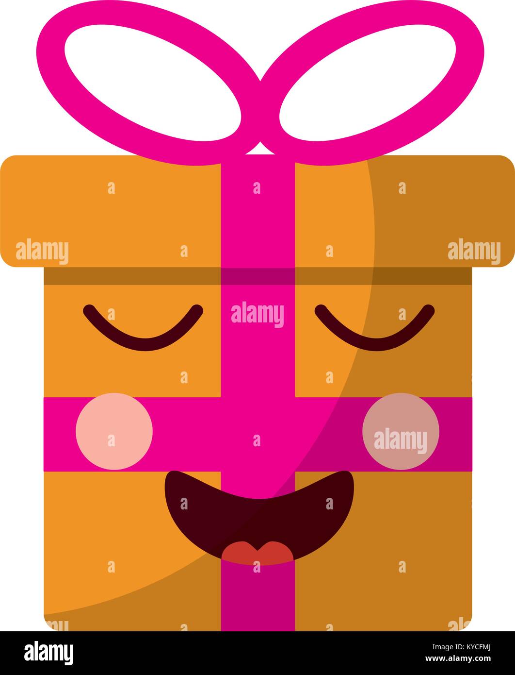 kawaii cartoon gift box happy smile vector illustration Stock Vector ...