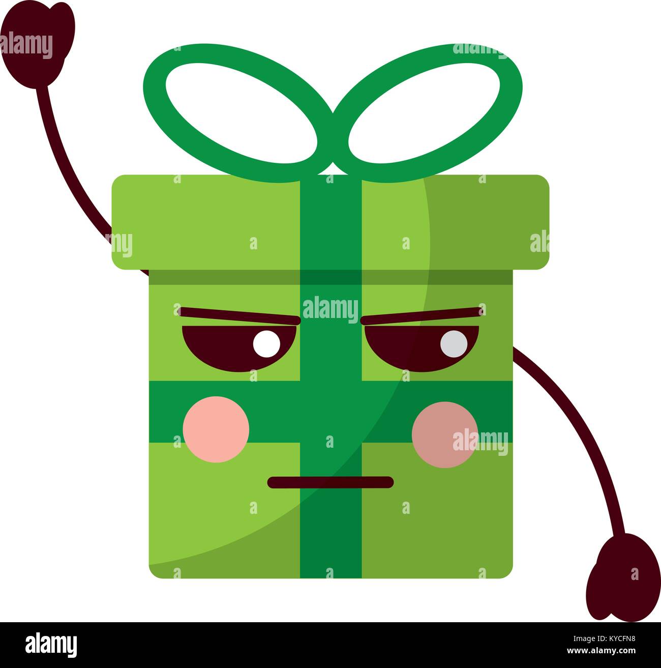kawaii present cartoon angry facial expression vector illustration ...