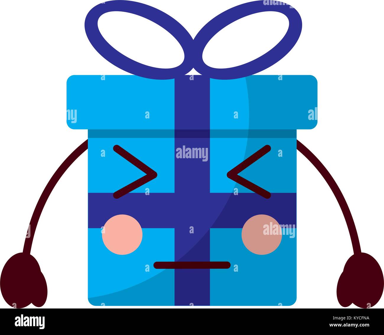 kawaii present cartoon angry facial expression vector illustration ...