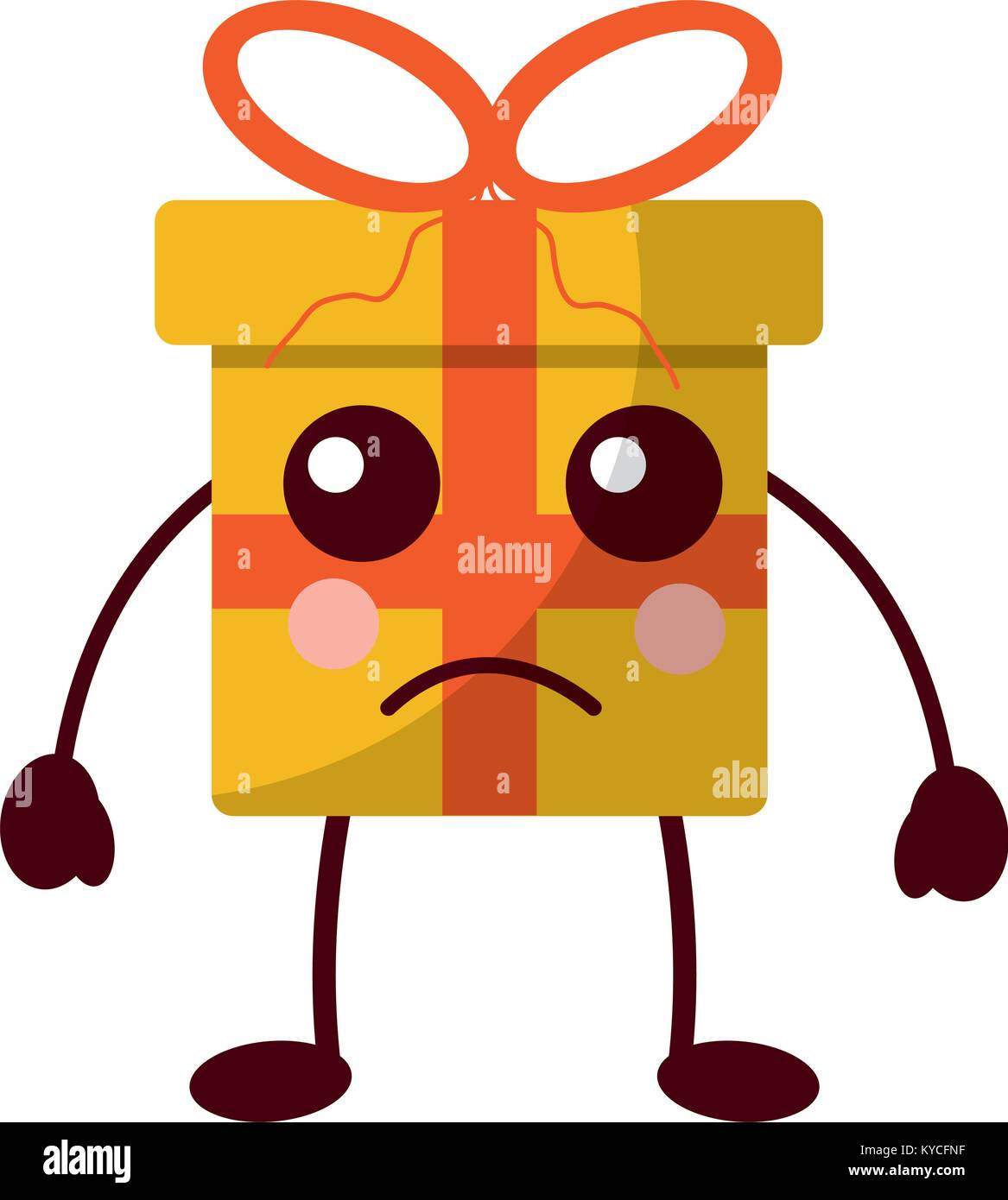 kawaii present cartoon angry facial expression vector illustration ...