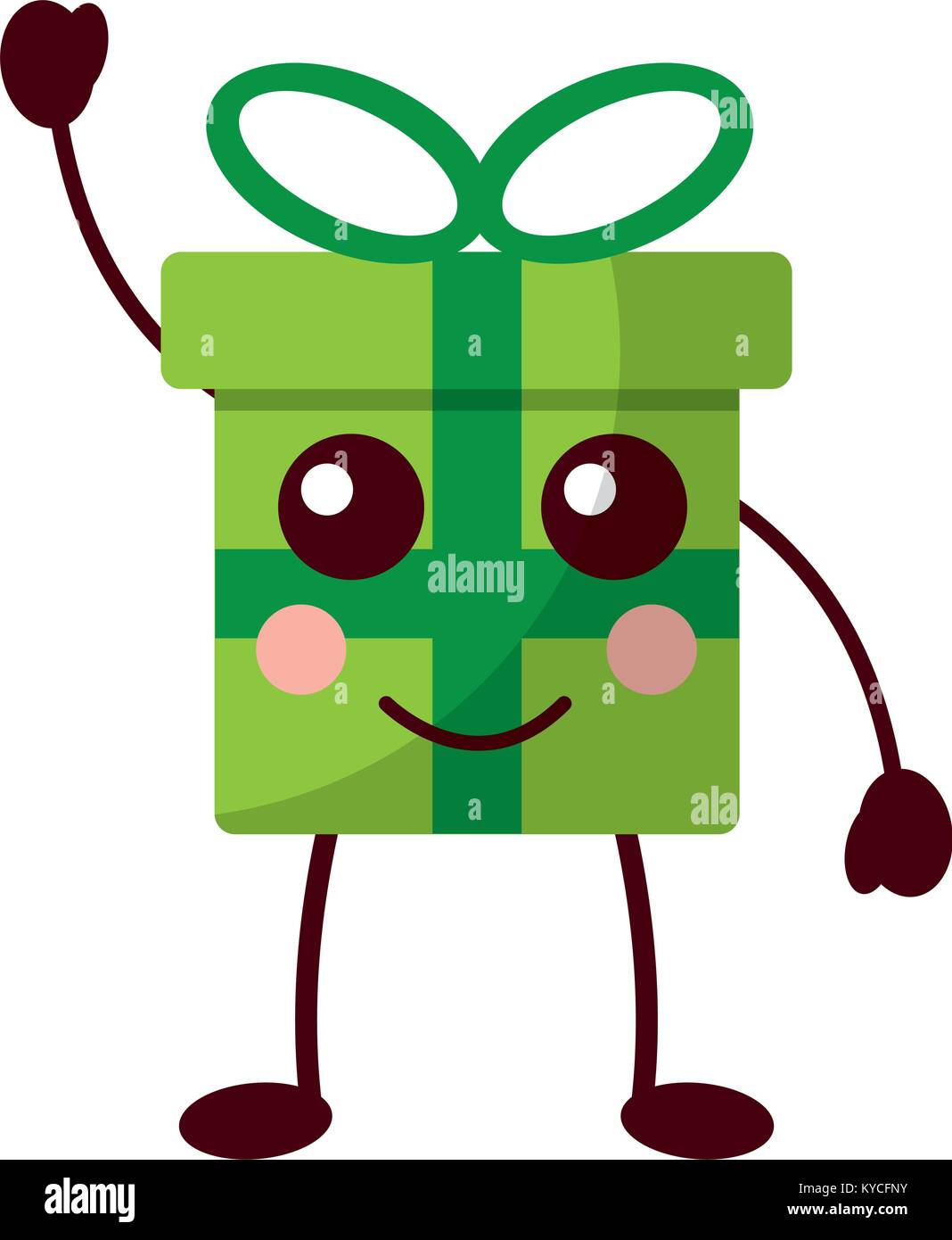 kawaii cartoon gift box happy smile vector illustration Stock Vector ...