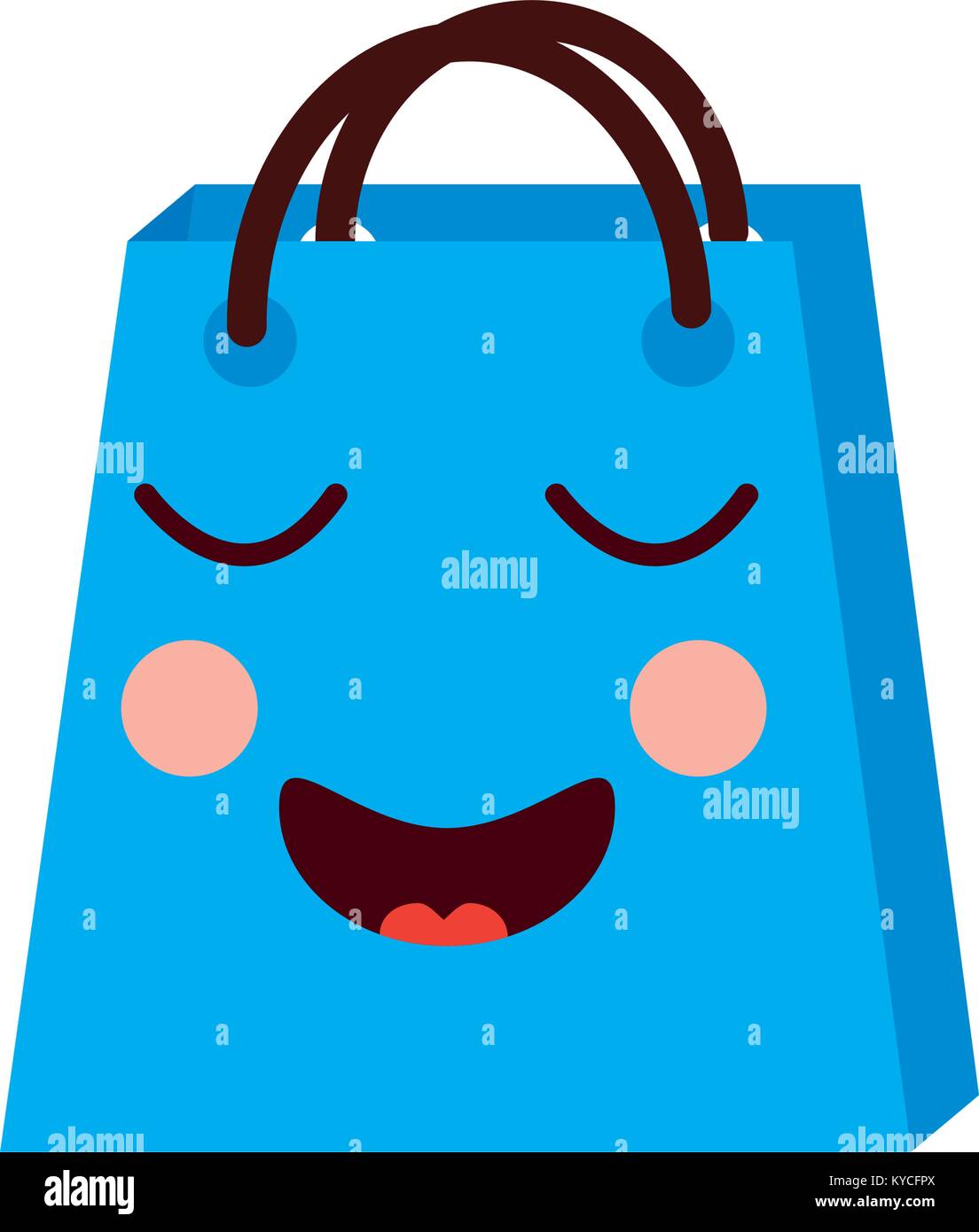 kawaii shopping bag cartoon happy smile vector illustration Stock ...