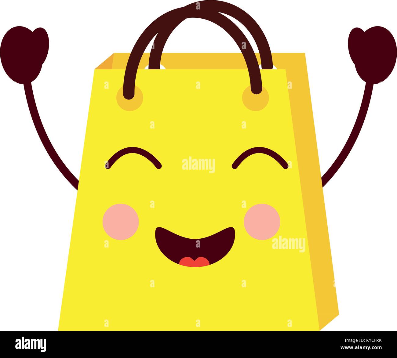 kawaii shopping bag cartoon happy smile vector illustration Stock ...
