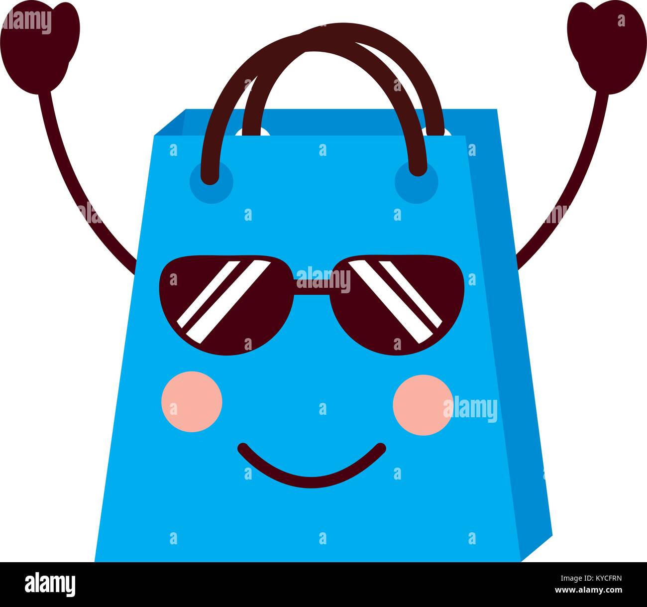 kawaii shopping bag cartoon happy smile vector illustration Stock ...