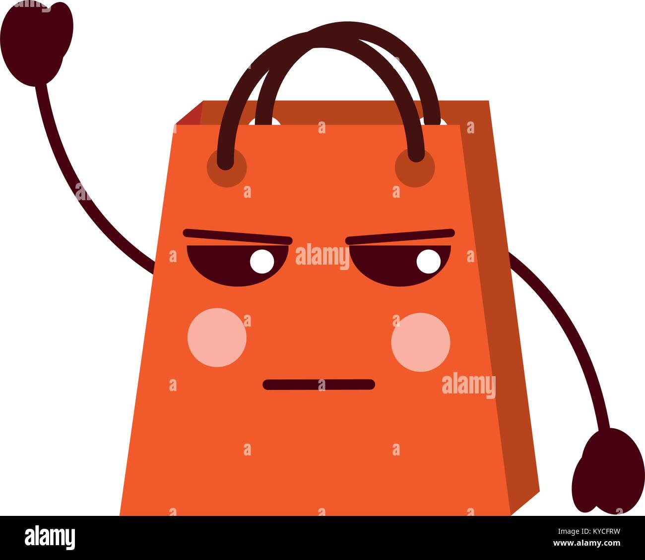kawaii shopping bag cartoon sad expression vector illustration Stock ...