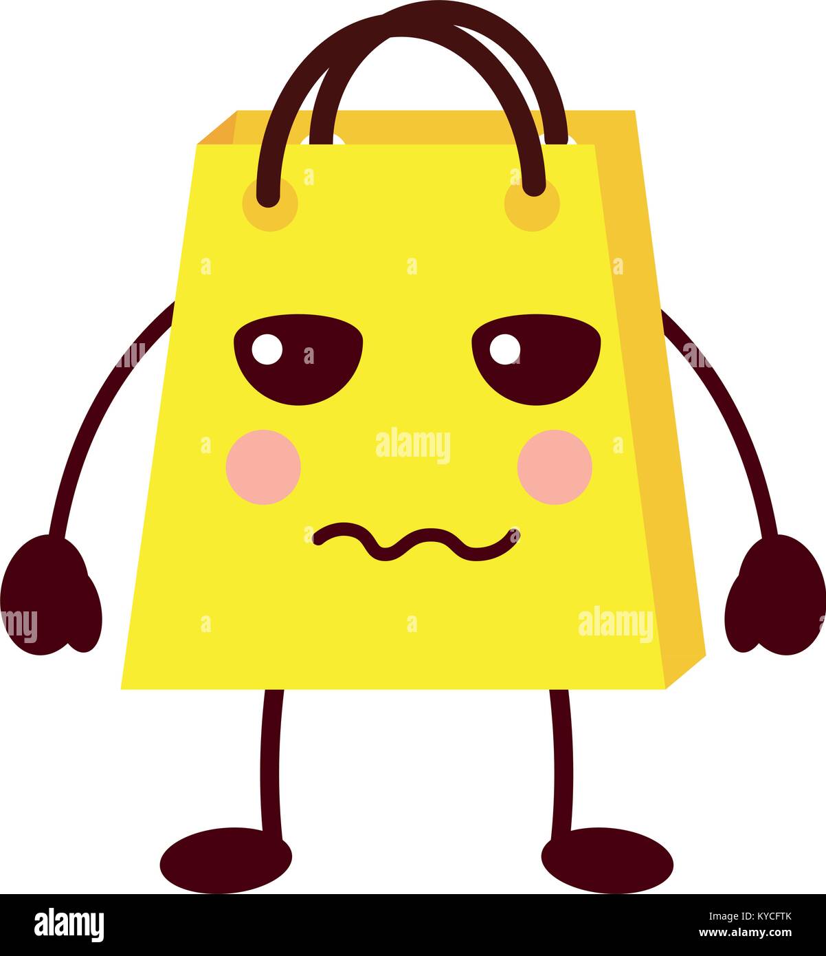 kawaii shopping bag cartoon sad expression vector illustration Stock ...