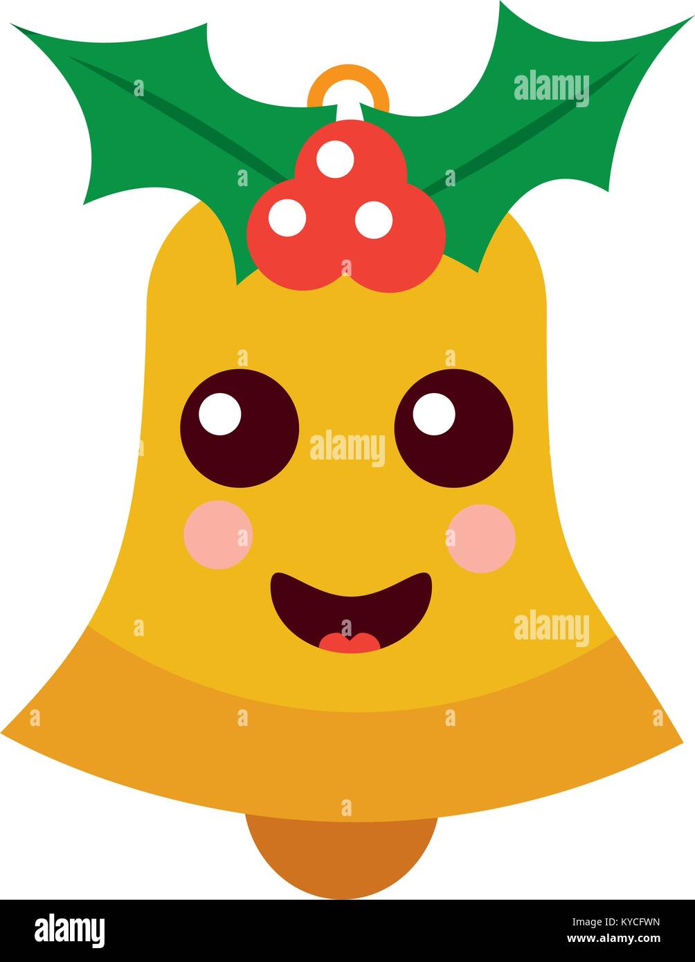 kawaii christmas jingle bell happy vector illustration Stock Vector ...