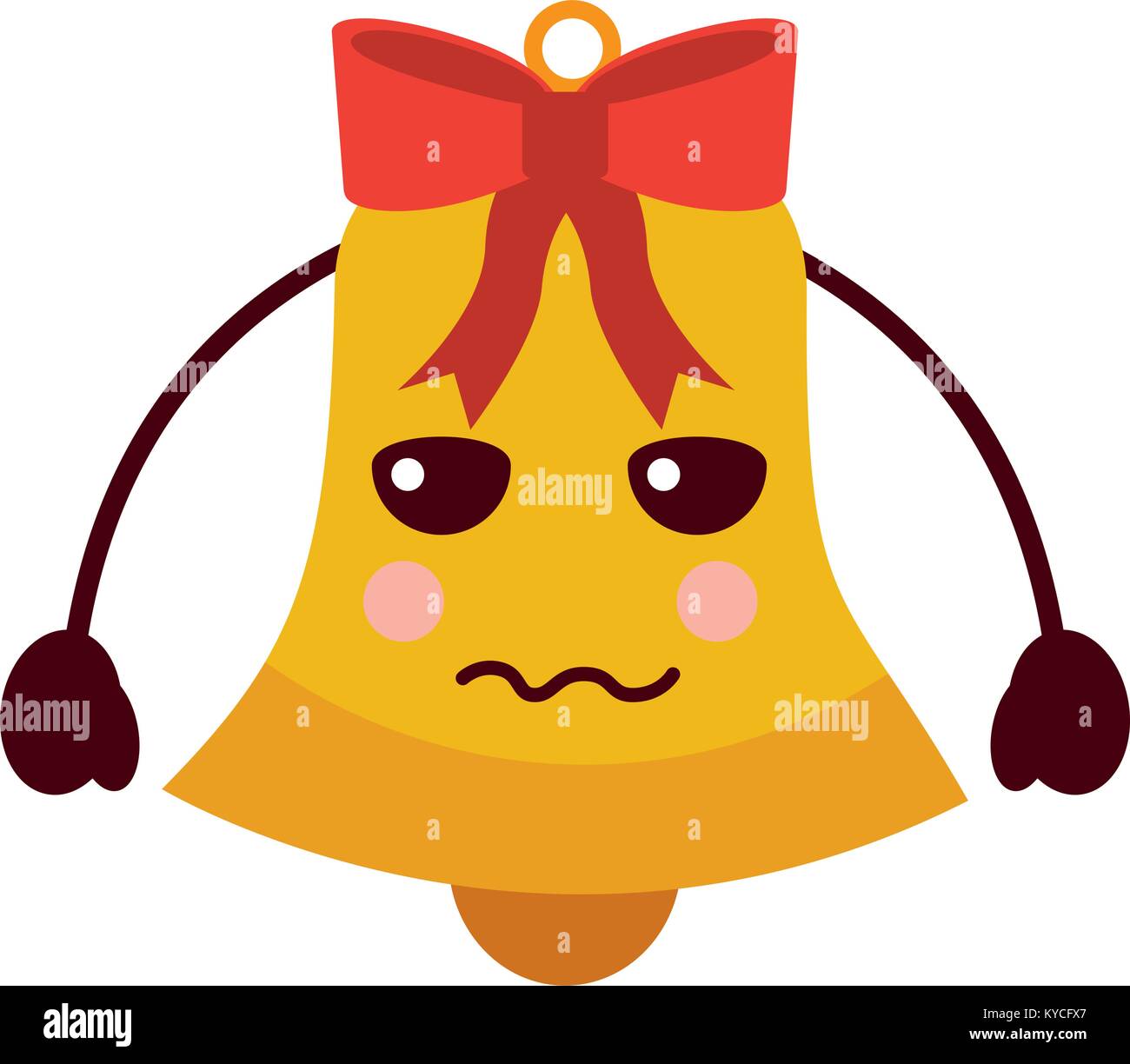kawaii christmas jingle bell sad cartoon vector illustration Stock ...