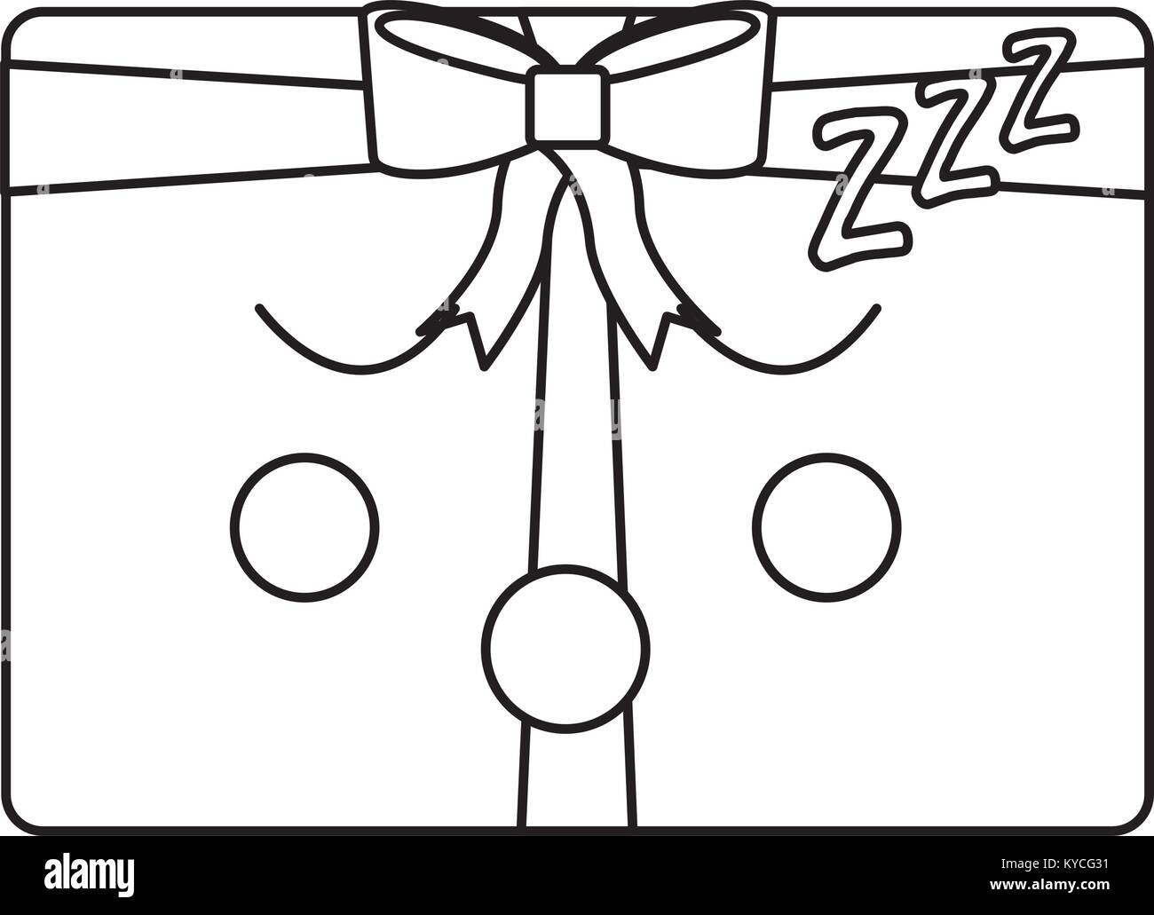 kawaii gift box sleeping character comic vector illustration Stock ...