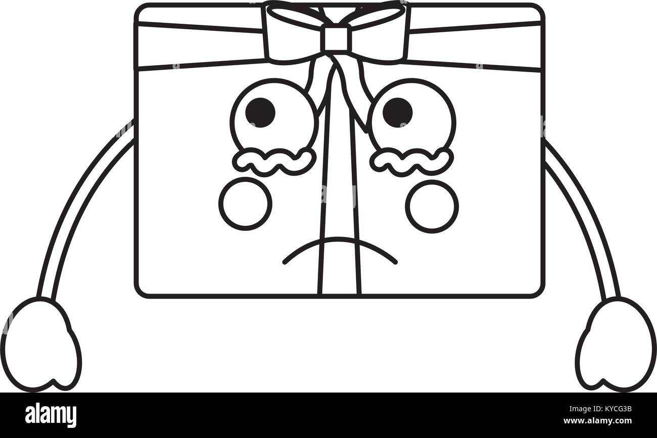 cartoon christmas gift crying expression vector illustration Stock ...