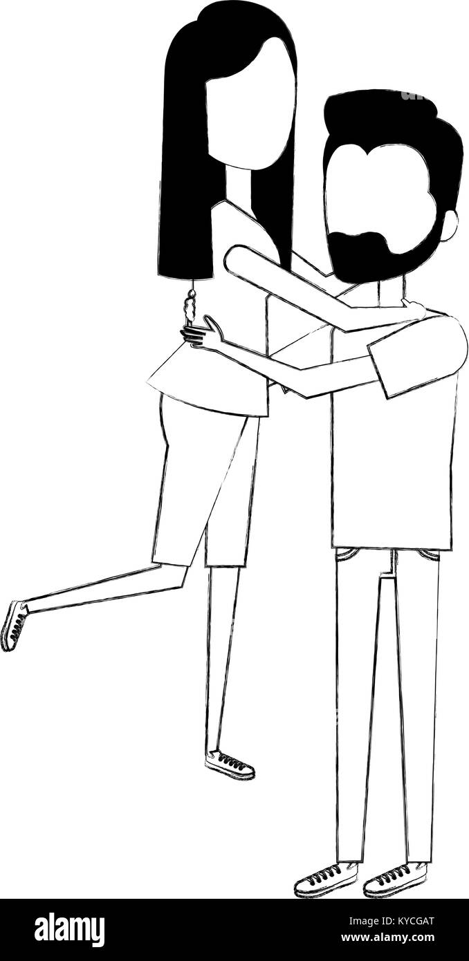 man carrying woman characters vector illustration design Stock Vector ...