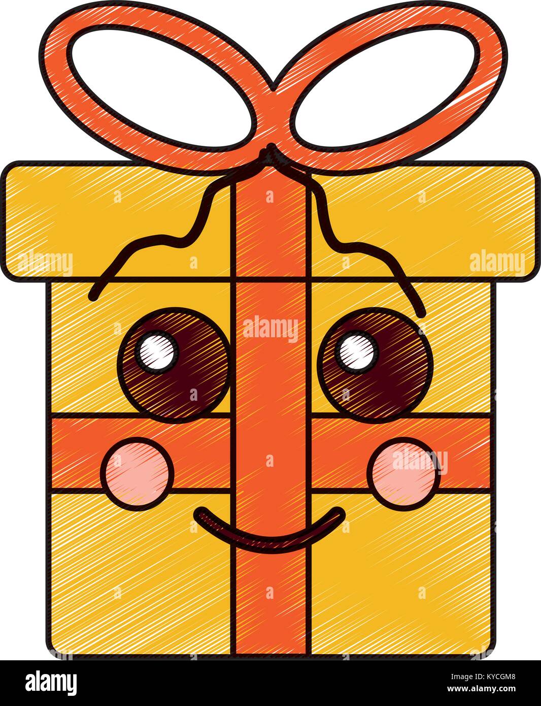 gift box present kawaii character vector illustration drawing image ...