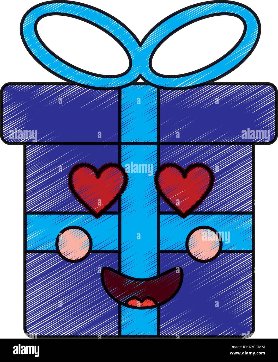 gift box present kawaii character vector illustration drawing image ...