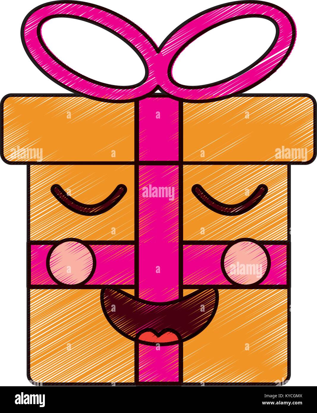 gift box present kawaii character vector illustration drawing image ...