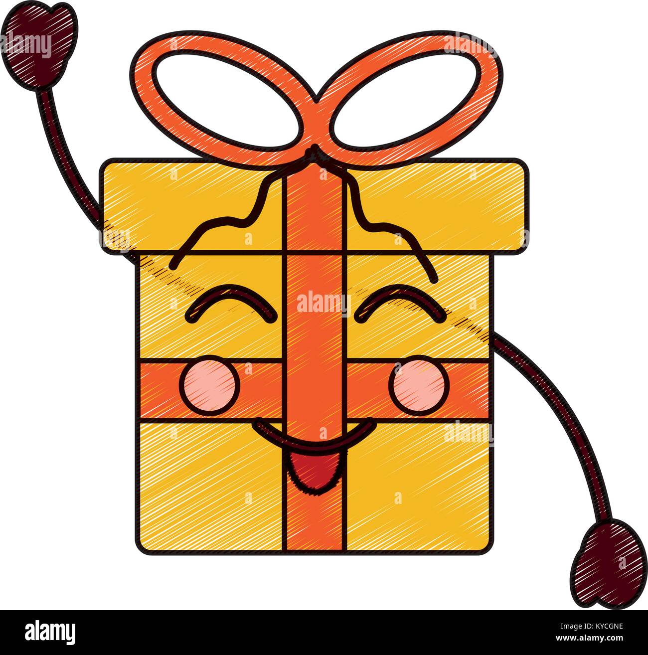 gift box present kawaii character vector illustration drawing image ...