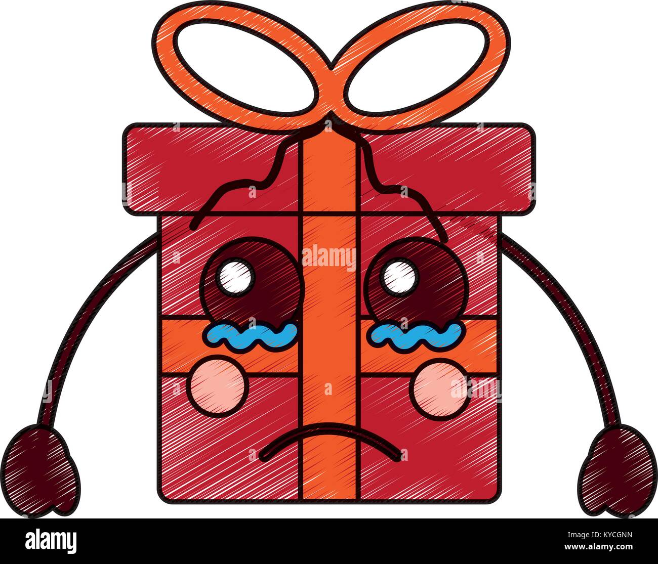 gift box present kawaii character vector illustration drawing image ...