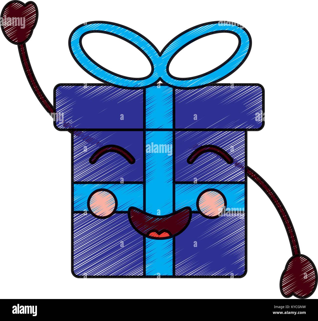gift box present kawaii character vector illustration drawing image ...