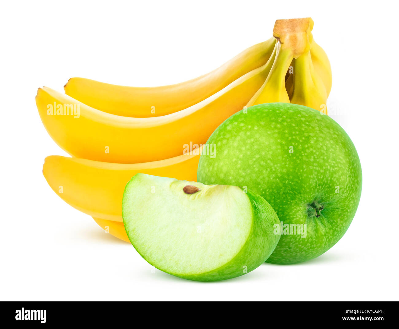 Apple and banana isolated on white background Stock Photo - Alamy