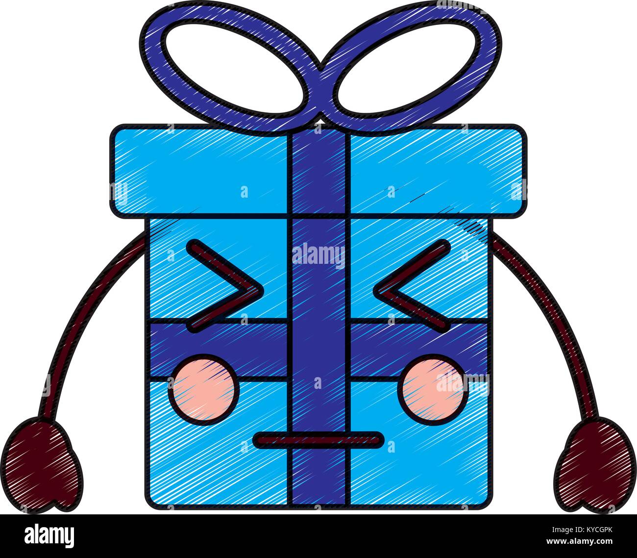 gift box present kawaii character vector illustration drawing image ...