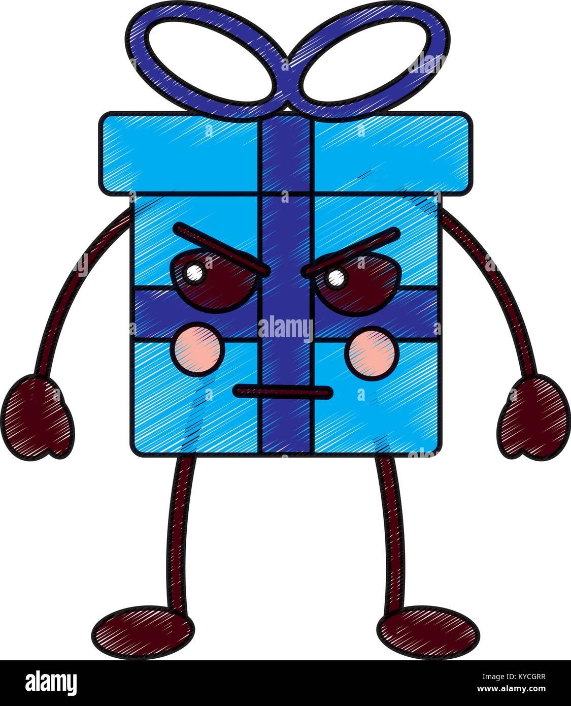 gift box present kawaii character vector illustration drawing image ...