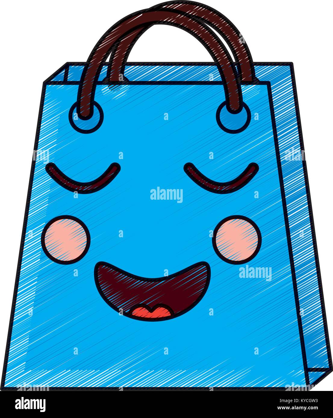 shopping bag character kawaii style vector illustration design drawing ...