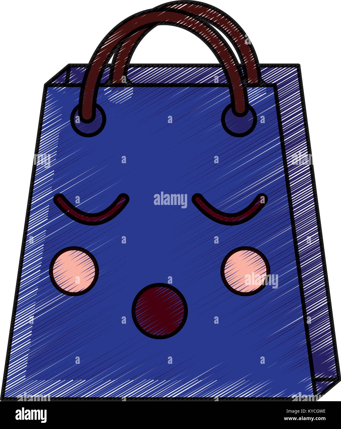 shopping bag character kawaii style vector illustration design drawing ...