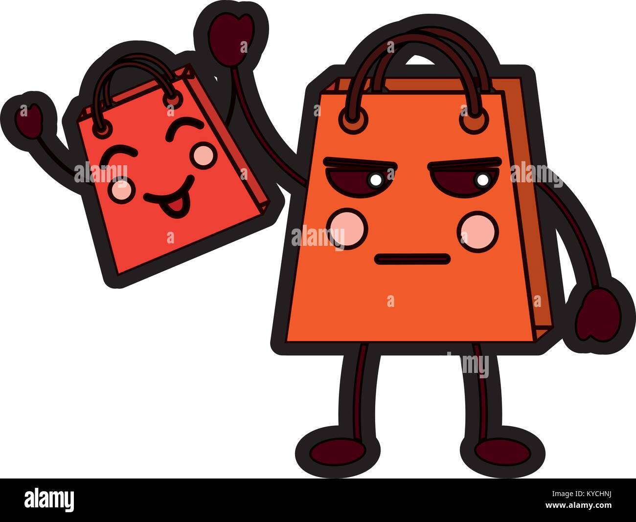 kawaii two shop bag cartoon character Stock Vector Image & Art - Alamy