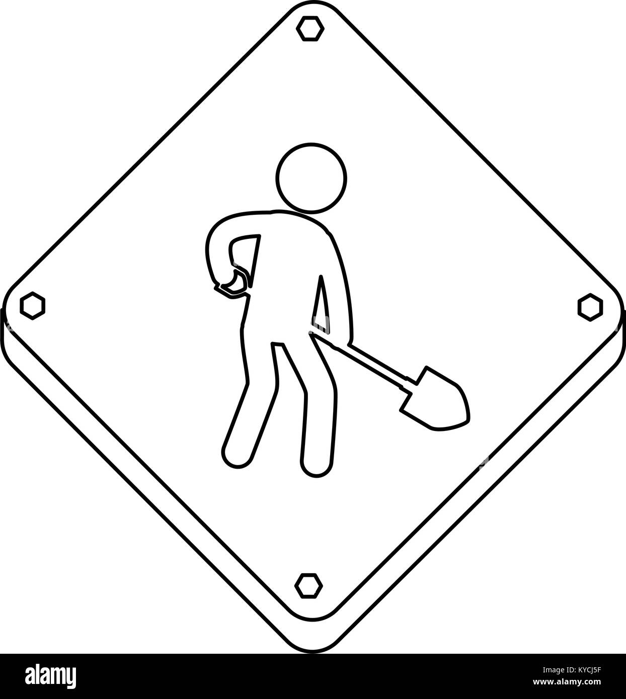 construction traffic signal with worker vector illustration design ...