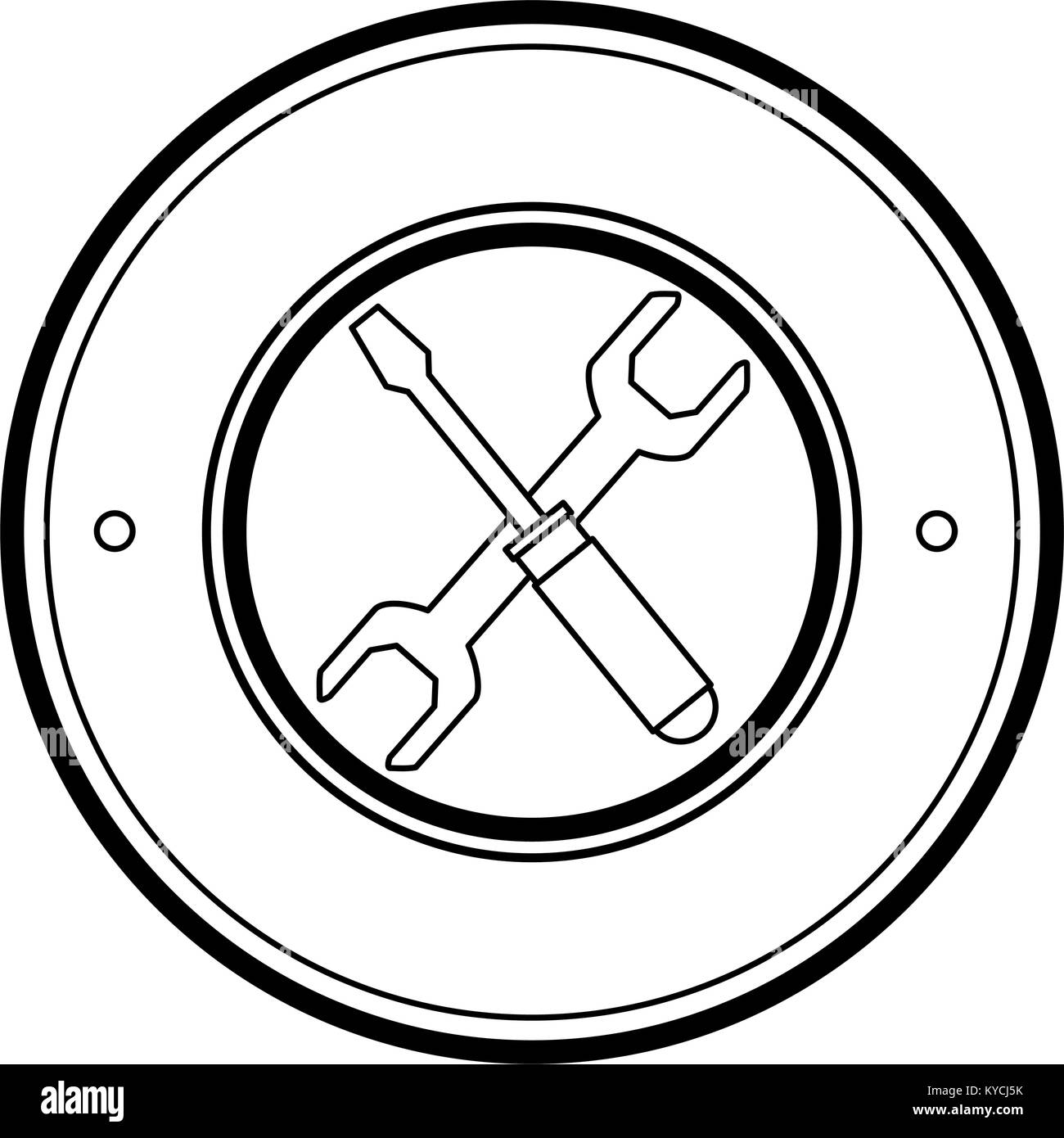 construction traffic signal with tools vector illustration design Stock ...
