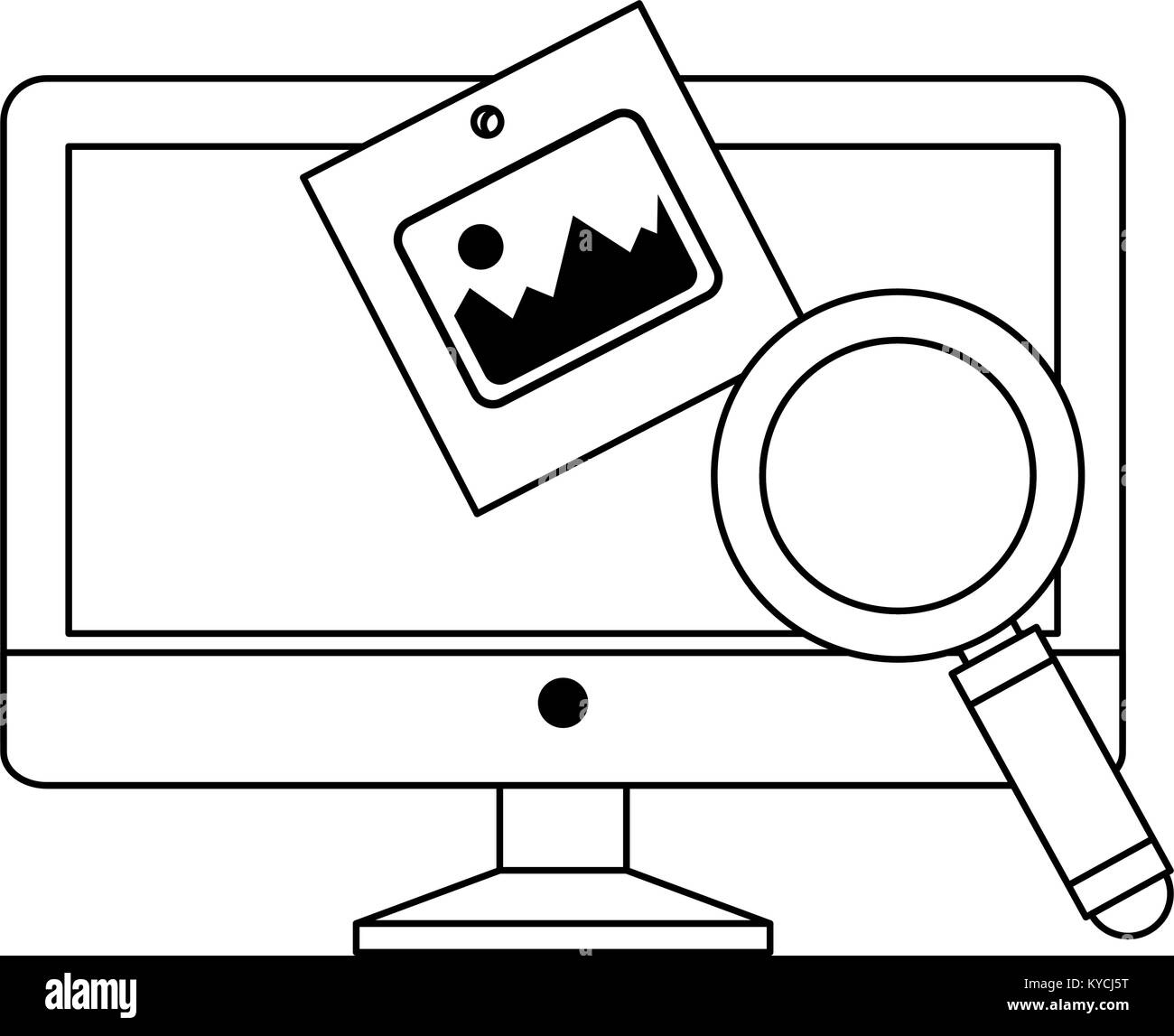 Monitor Computer With Magnifying Glass Vector Illustration Design Stock Vector Image And Art Alamy