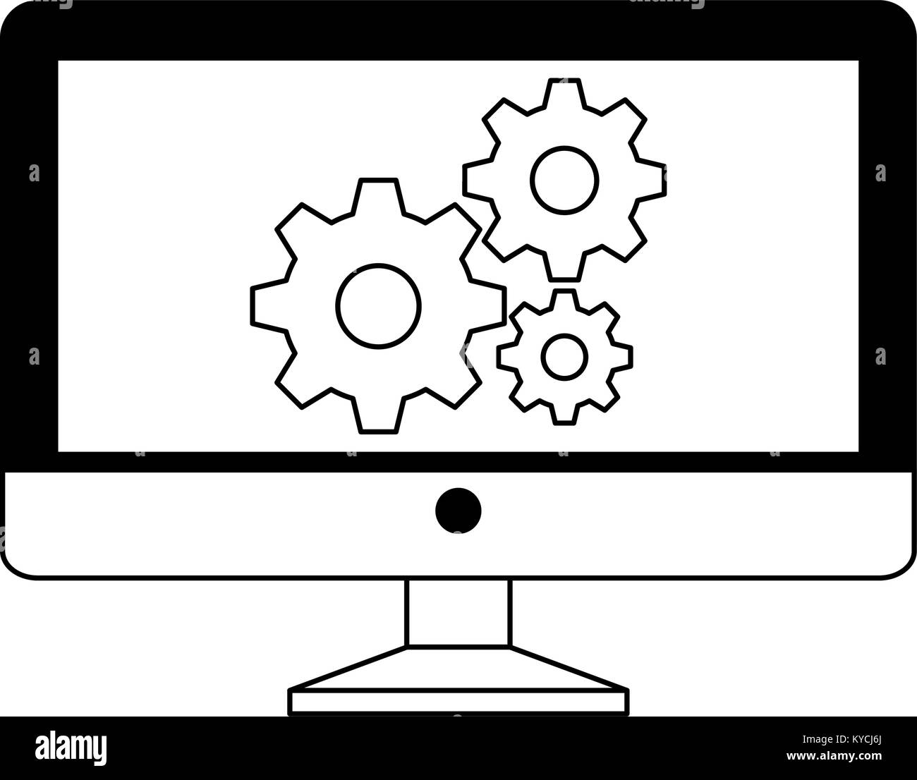 monitor computer with gears vector illustration design Stock Vector ...