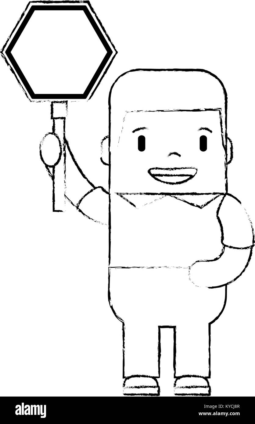 funny man with traffic signal avatar character vector illustration ...