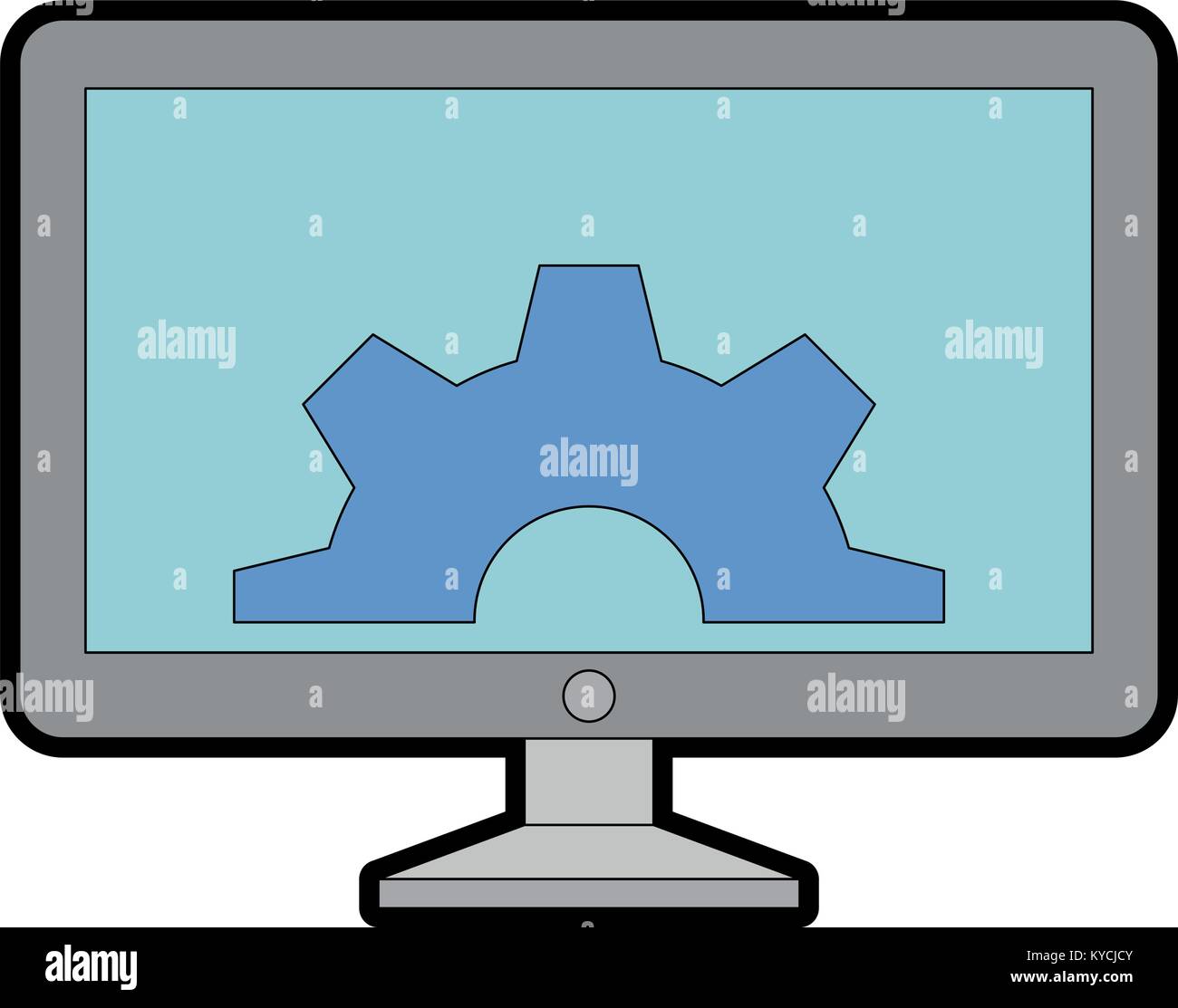 monitor computer with gears vector illustration design Stock Vector ...