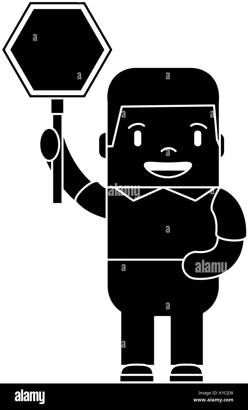 funny man with traffic signal avatar character vector illustration ...