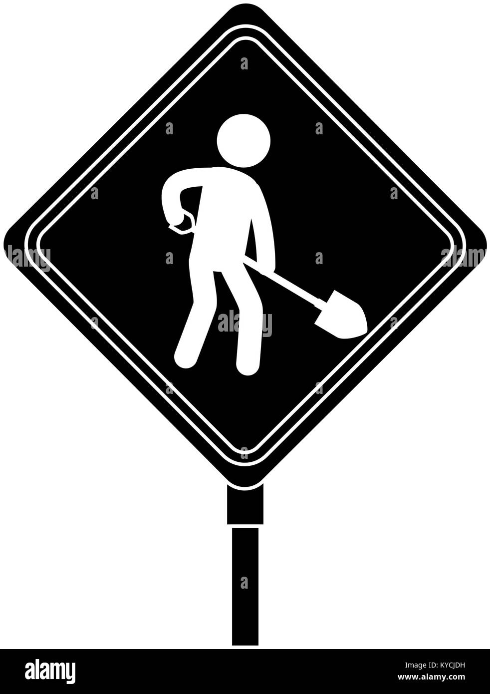 construction traffic signal with worker vector illustration design ...