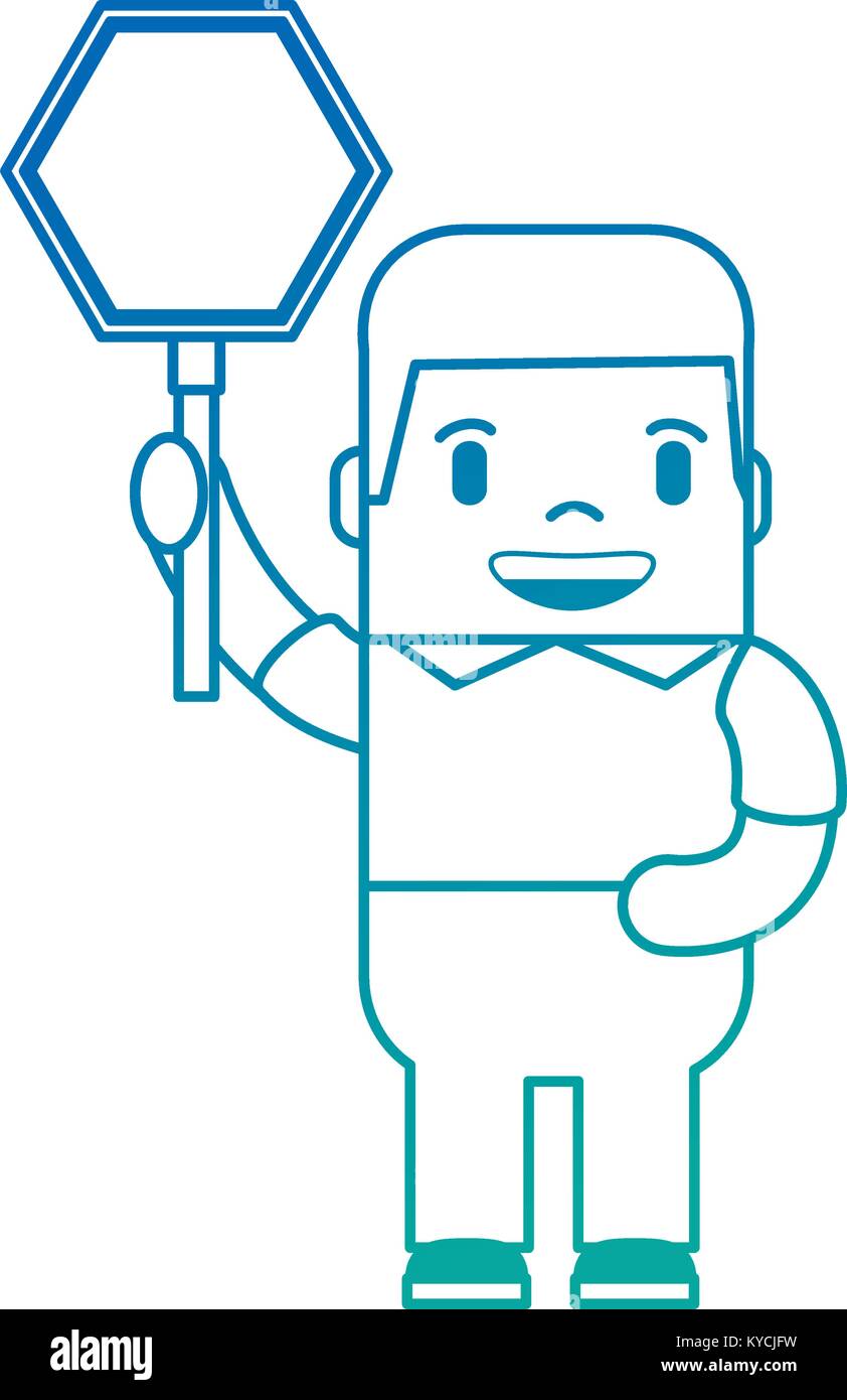 funny man with traffic signal avatar character vector illustration ...