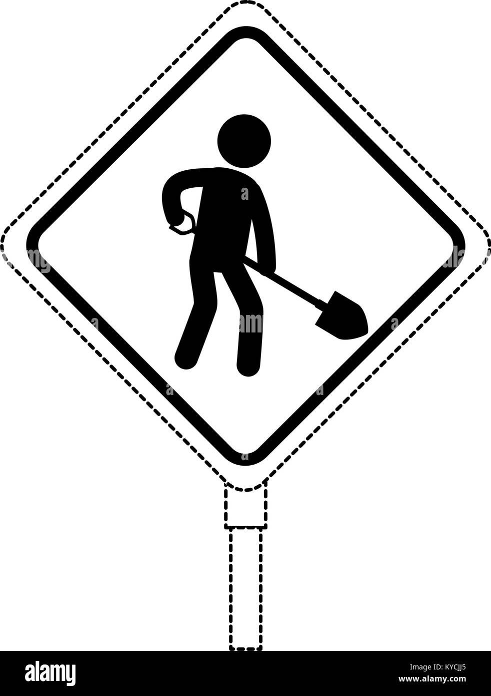 construction traffic signal with worker vector illustration design ...